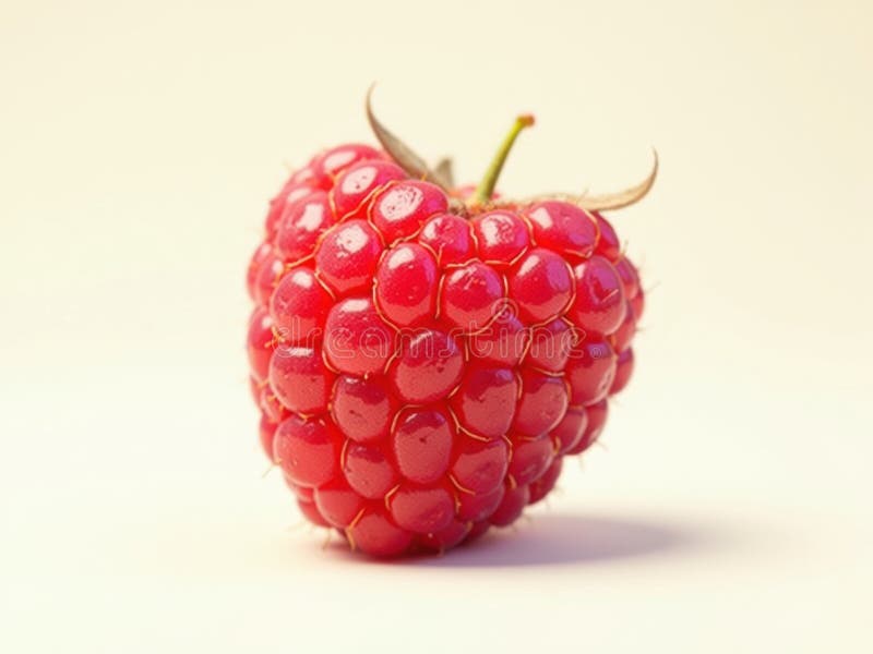 A Single Ripe Raspberry Fruit Isolated on White Background Stock ...
