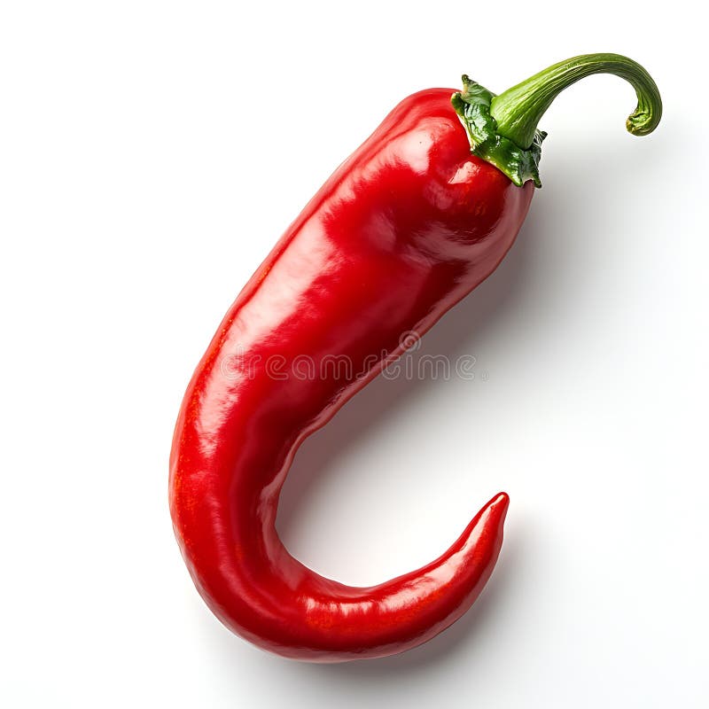 Single Ripe Red Chili Pepper Isolated on White Stock Illustration ...