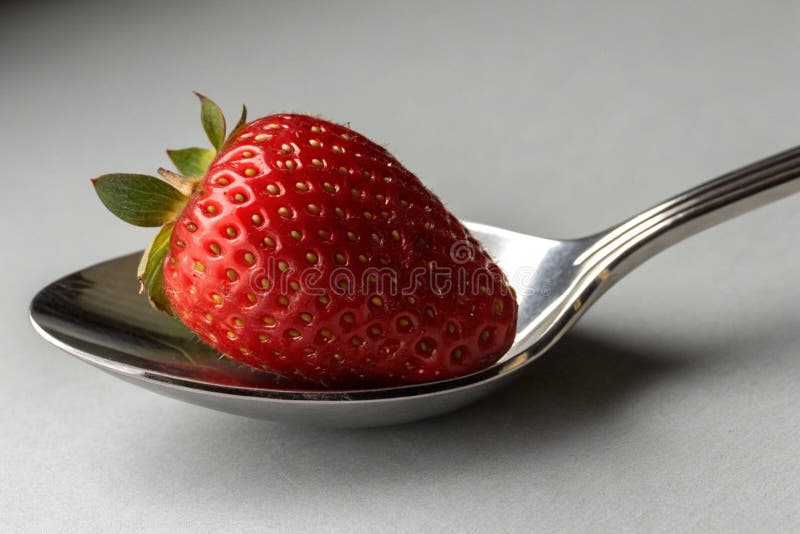 Single Ripe Strawberry on a Polished Spoon - Generated by Ai Stock ...