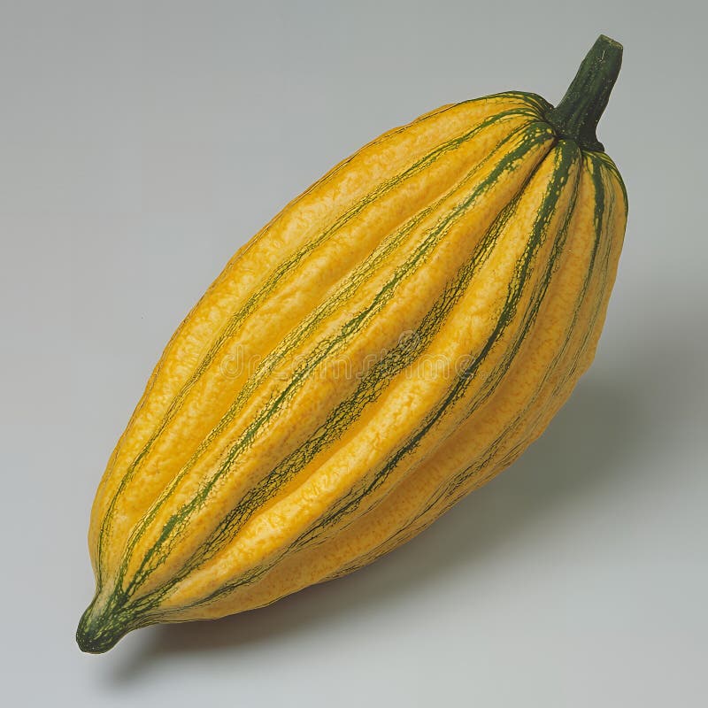 A Single Ripe Yellow and Green Cocoa Pod Stock Illustration ...