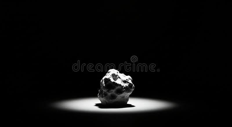 A Single Rock Sits on a Flat Surface, Dramatically Lit by a Spotlight ...