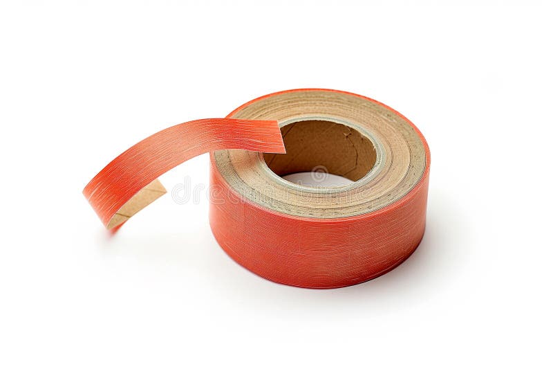 Red Tape Roll on White Background Stock Photo - Image of construction ...