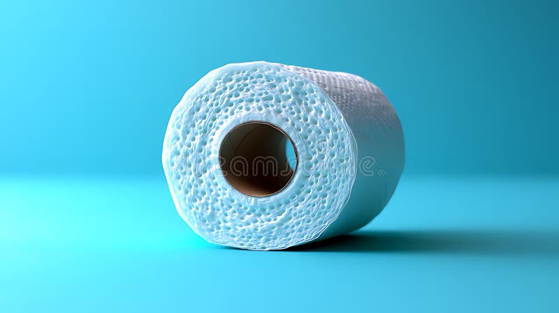 Single Roll of Light Blue Toilet Paper on a Blue Background Stock ...