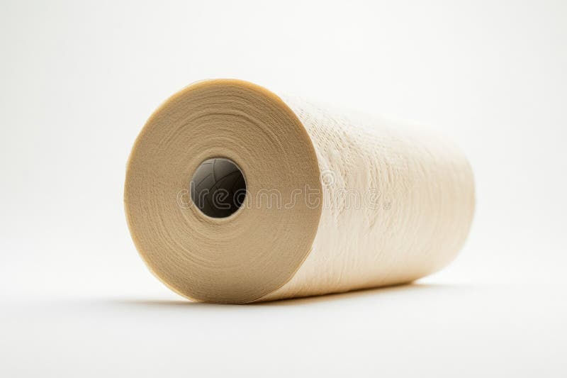 A Single Roll of Toilet Paper Placed on a Clean White Surface Stock ...