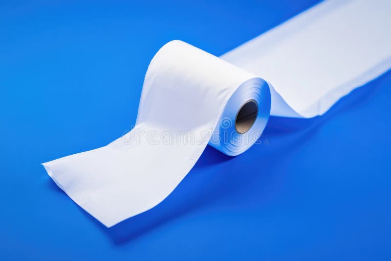 Single Roll White Toilet Paper Blue Surface Stock Photos - Free ...