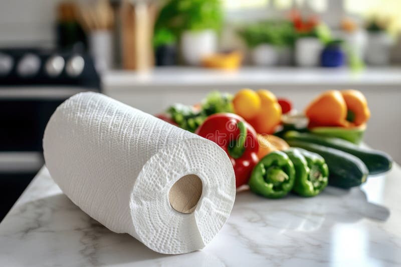 A Single Roll of Toilet Paper Sitting on a Countertop, Ready for Use ...