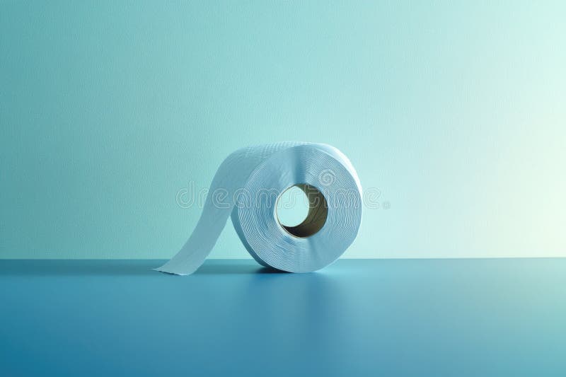 A Single Roll of Toilet Paper Sitting on a Table, Ready for Use Stock ...