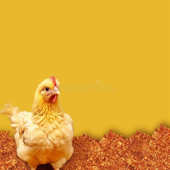 A Single Rooster Against a Textured Yellow Background with Ample Copy ...