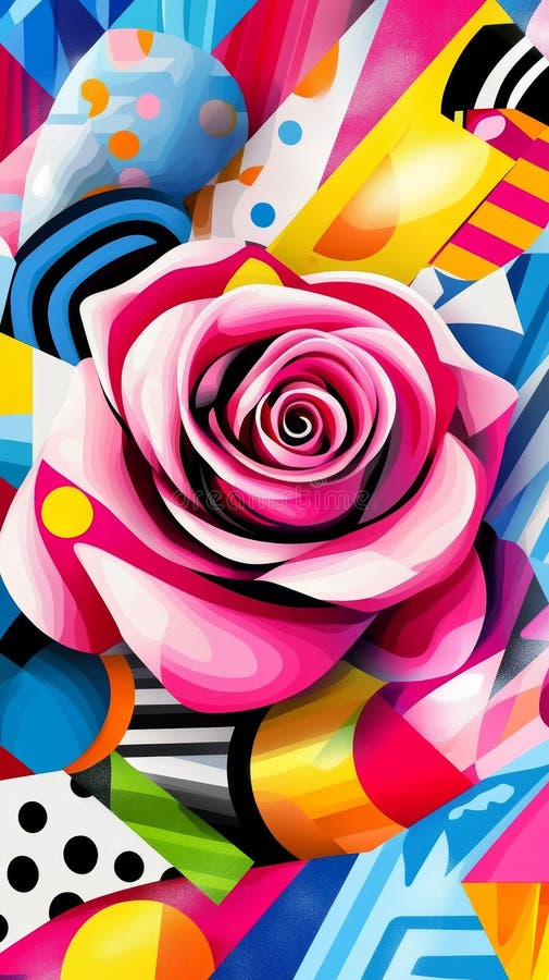 A Single Rose Amidst an Abstract Geometric Pattern Stock Image - Image ...