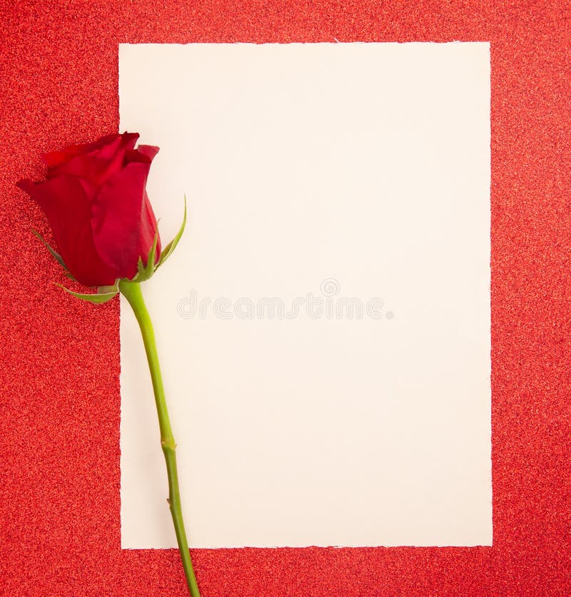 Single Rose with a Blank Page for Writing a Love Note Stock Image ...