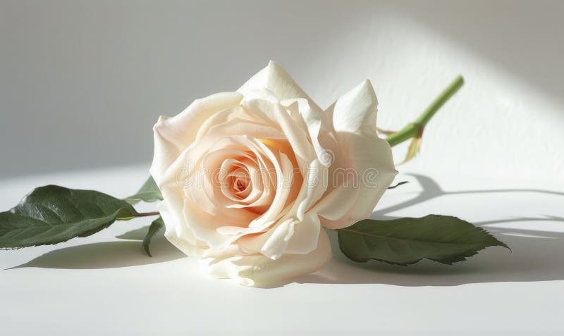 A Single Rose Bloom on a Clean White Backdrop, Casting a Romantic ...