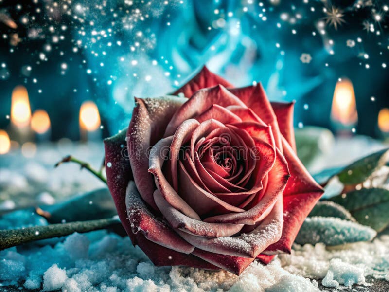 A Single Rose of Fire and Ice Generative Ai Stock Illustration ...