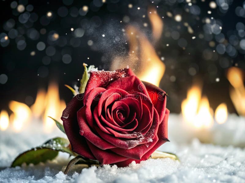 A Single Rose of Fire and Ice Generative Ai Stock Illustration ...