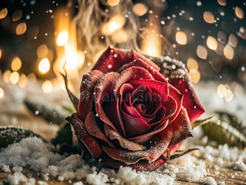 A Single Rose of Fire and Ice Generative Ai Stock Illustration ...