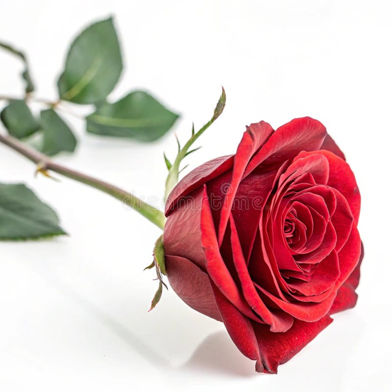 Single Rose Flower Isolated on White Background Stock Illustration ...