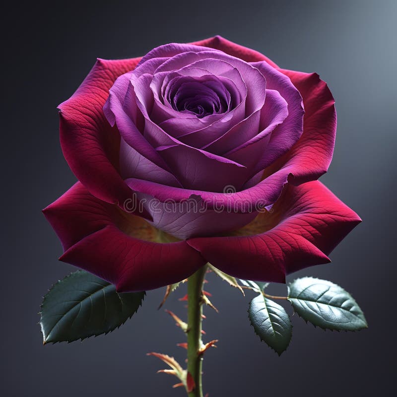 Single Blooming Rose with Gradient Colors from Red To Purple Stock ...