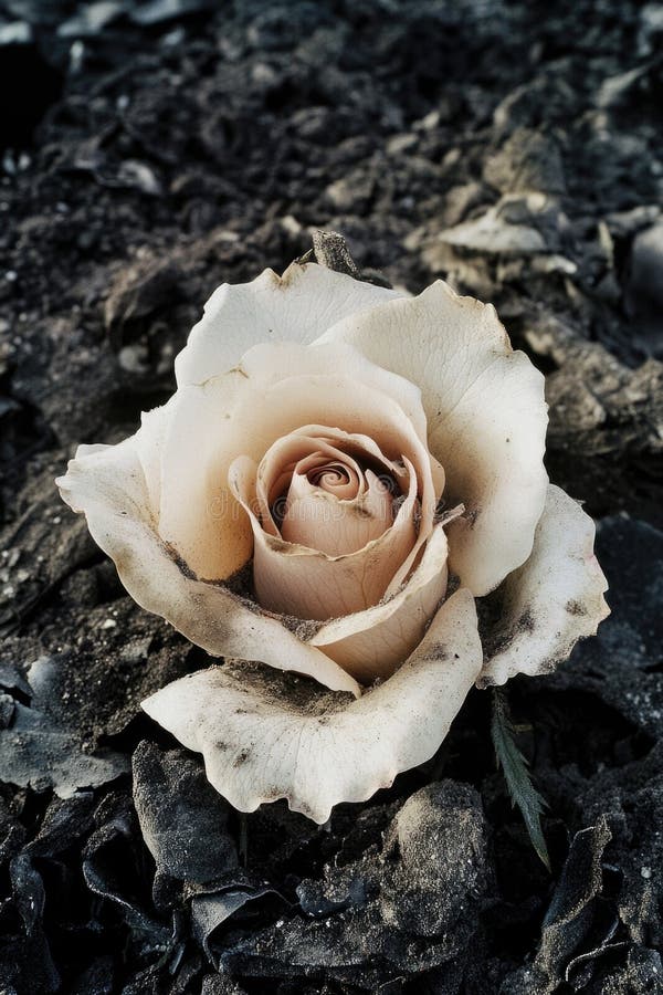 A Single Rose Lying on the Ground Stock Photo - Image of botanical ...