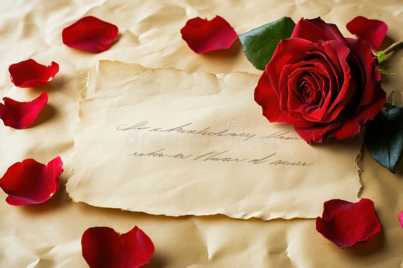 A Single Rose Rests on a Note, Symbolizing Love and Affection for ...