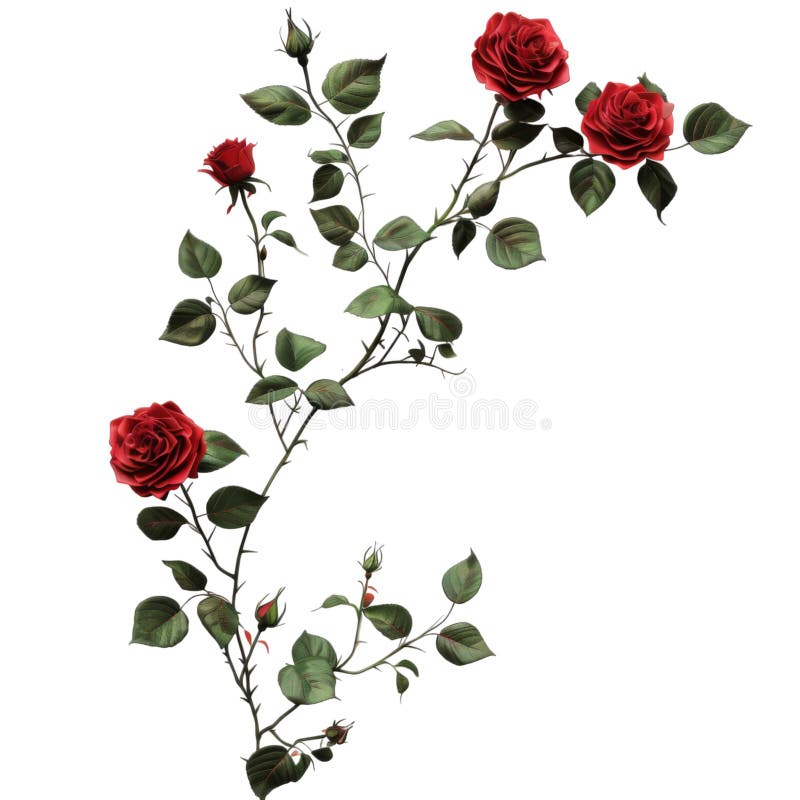 A Single Rose Stem with Multiple Blooms Stock Photo - Illustration of ...