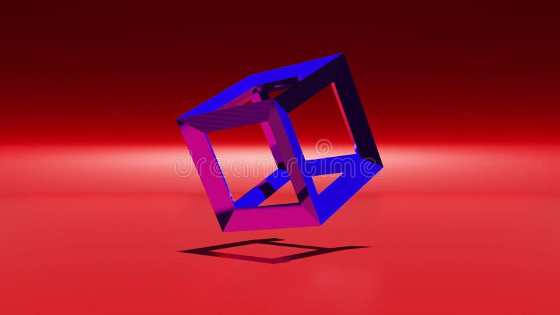 Single Rotating Cube Frame 3d Animation Motion Graphics Geometric