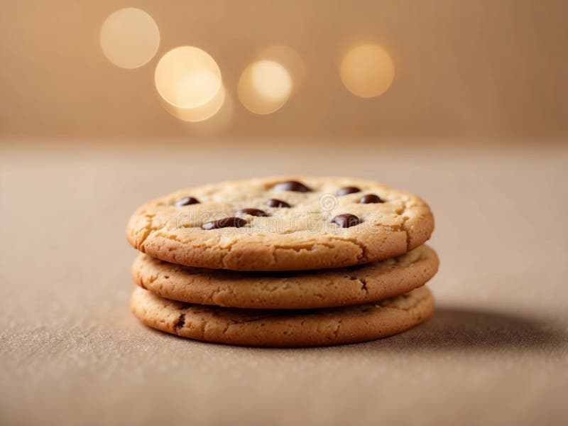 A Single Round Cookie on a Beige Background. Stock Photo - Image of ...
