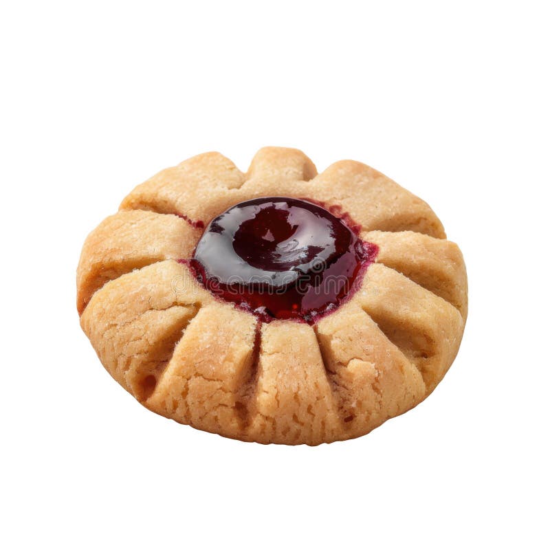 A Single Round Cookie with a Red Jelly Center Stock Image ...