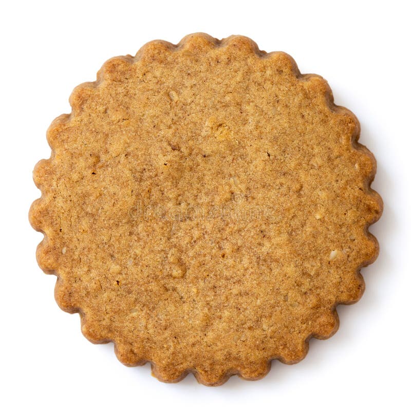 Single Round Gingerbread Biscuit Isolated on White from Above. S Stock ...