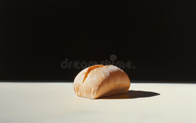 Round Loaf of Bread on Light Surface Against Dark Background Stock ...