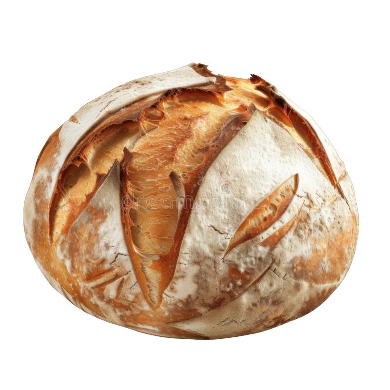 A Single Round Loaf of Crusty, Brown, and White Bread Stock Image ...