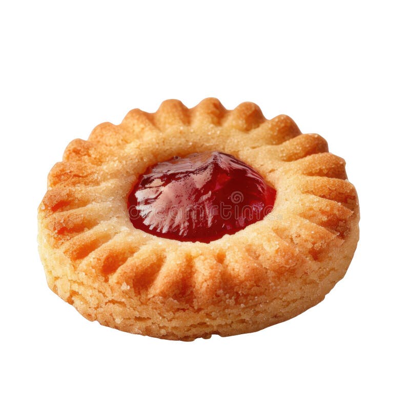 A Single Round Pastry with a Red Jelly Center Stock Photo ...