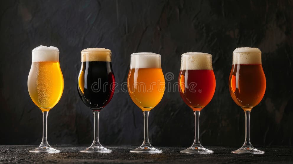 Assorted Beers in a Row stock illustration. Illustration of alcohol ...