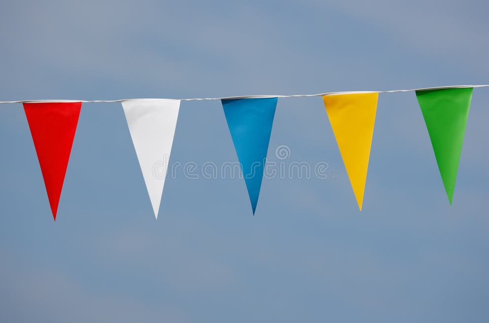 Single Row of Triangle Shaped Pennants Stock Image - Image of ornament ...
