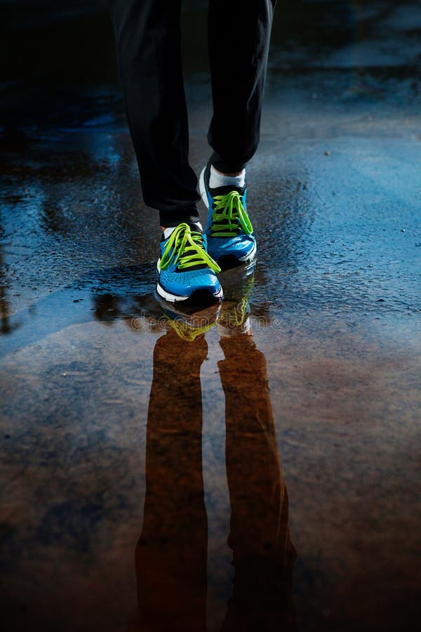 Single Runner Running in Rain Stock Image - Image of jogger, sport ...