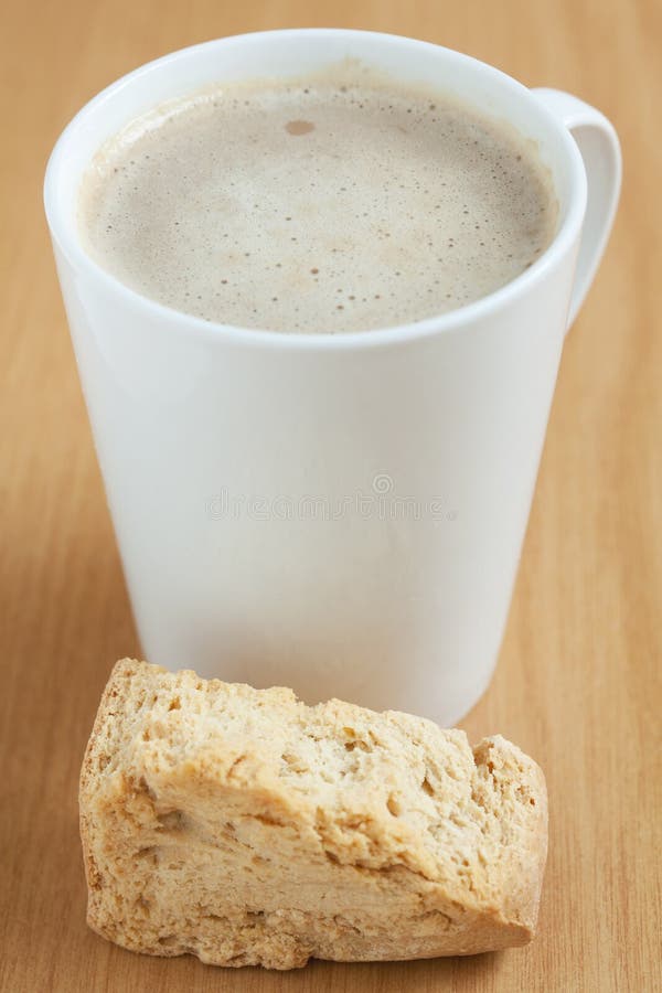A Single Rusk with a Mug of Coffee Stock Photo - Image of bread ...