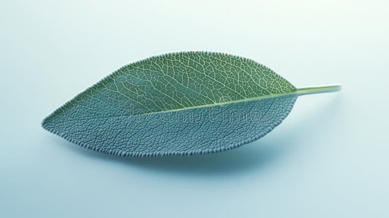 A Single Sage Leaf with a Light Blue Background Stock Illustration ...