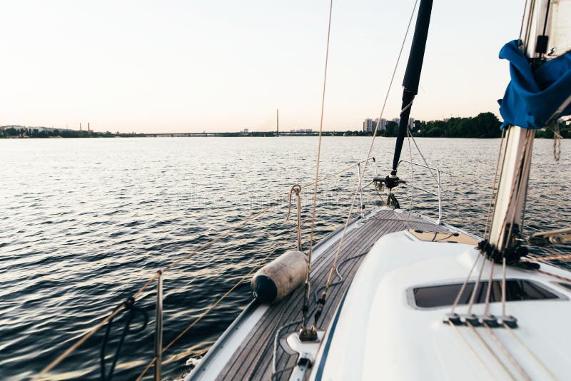 Single Sail Boat on the Lake in Summer Time Stock Image - Image of sail ...