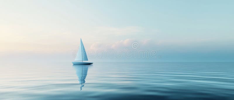 A Sailboat on a Calm Ocean, Its Wake Reflecting the Sky Stock Photo ...