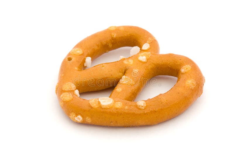 Single Salted Pretzel on White Stock Photo - Image of solated, single ...