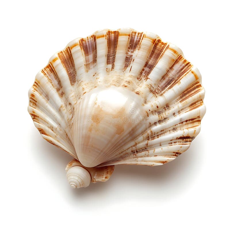 Single Scallop Shell Isolated on White Background Stock Illustration ...