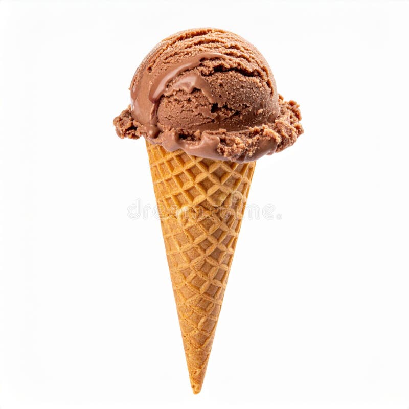 Single Scoop of Chocolate Ice Cream in a Waffle Cone Stock Illustration ...