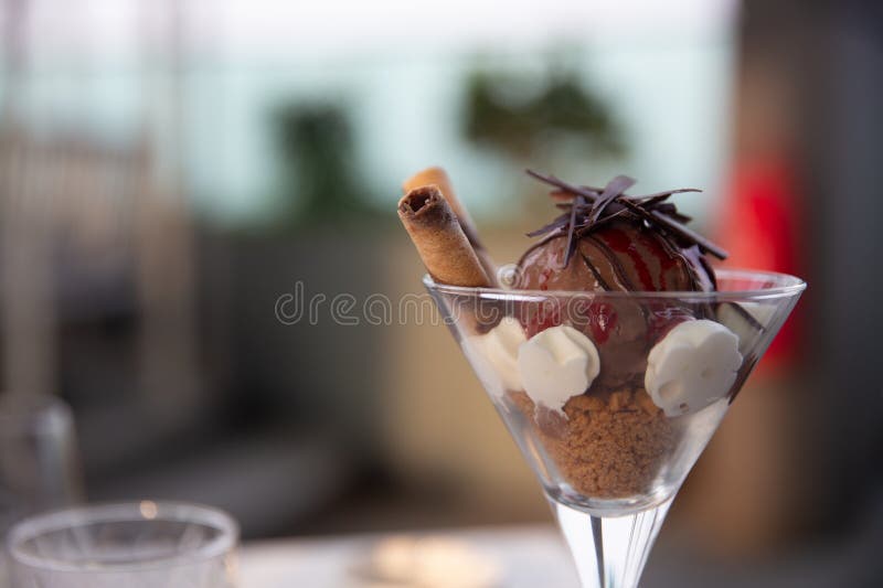 Single Scoop Chocolate Sundae Stock Image - Image of portion ...