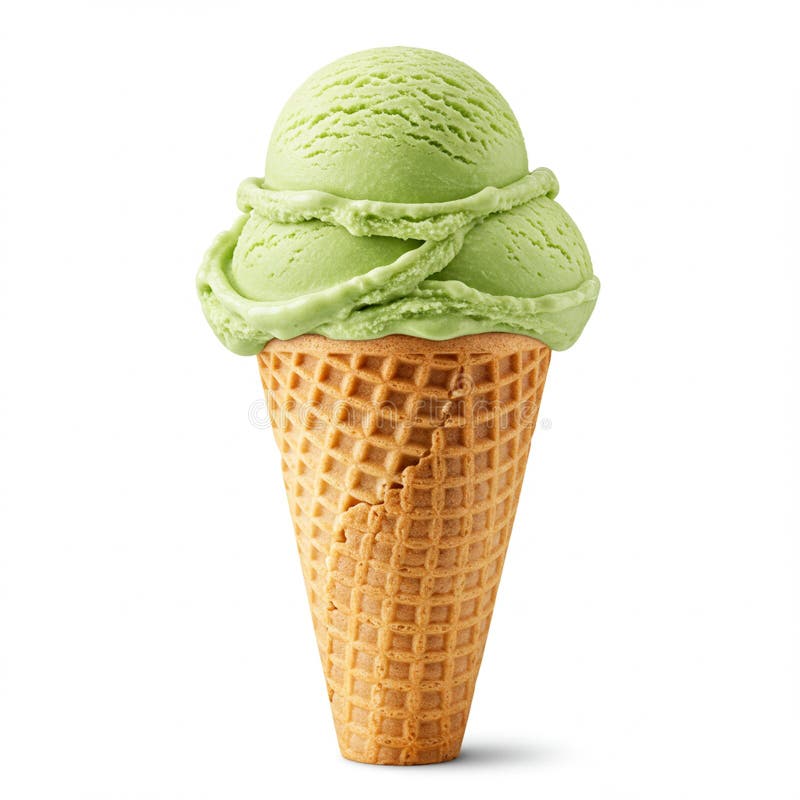 A Single Scoop of Light Green Ice Cream with Smooth, Slightly Swirled ...