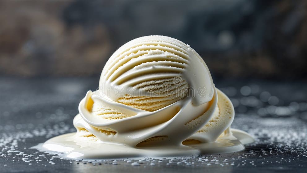Single Scoop of Vanilla Ice Cream with Domed Top and Smooth Texture ...