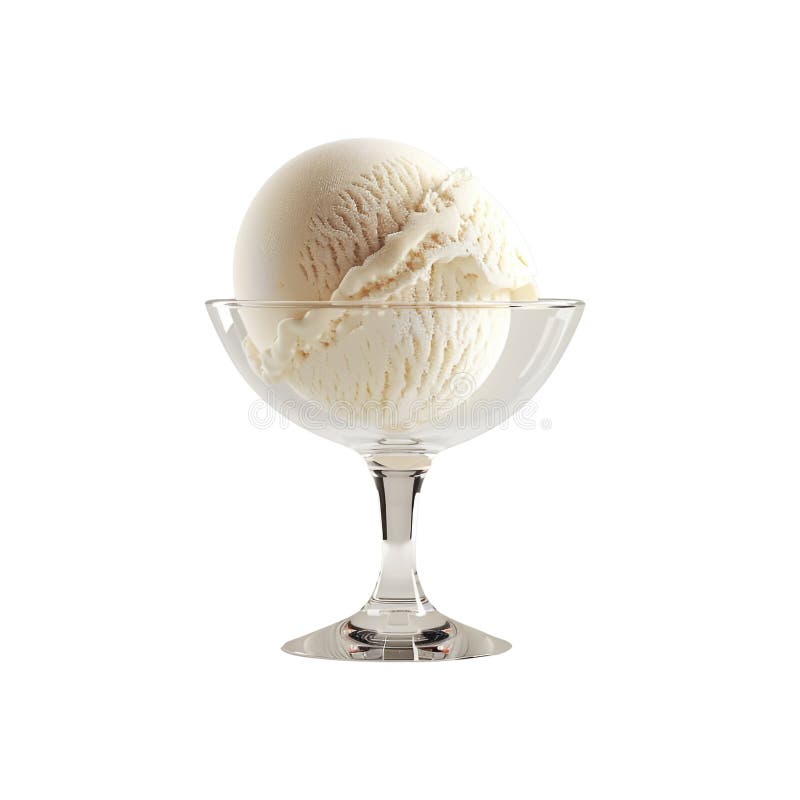 A Single Scoop of Vanilla Ice Cream in a Glass Bowl Stock Photo ...