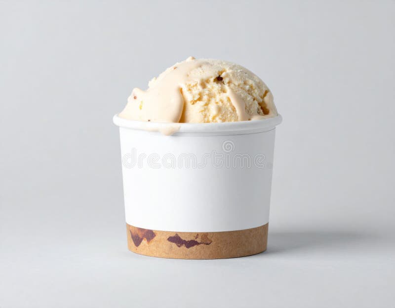 Single Scoop Vanilla Ice Cream in White Paper Cup Stock Illustration ...