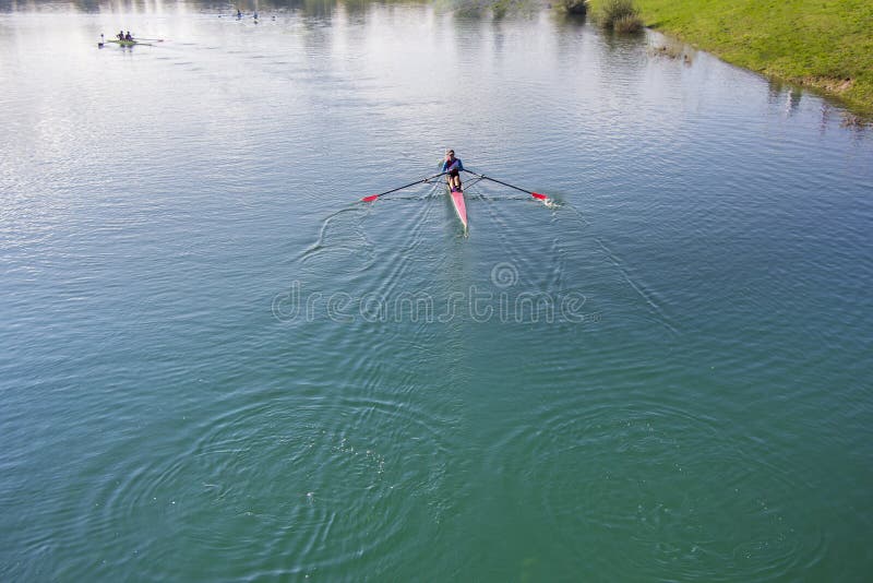 Single Scull Rowing Competitor, Rowing Race Stock Image - Image of ...