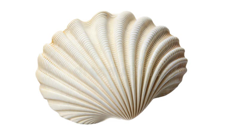 A Seashell with a Fan Shape and Scalloped Edges, Isolated on White ...