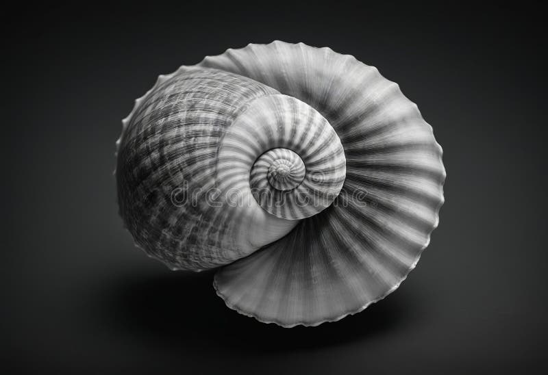 Single Seashell Resting on a Plain Black Background Stock Illustration ...