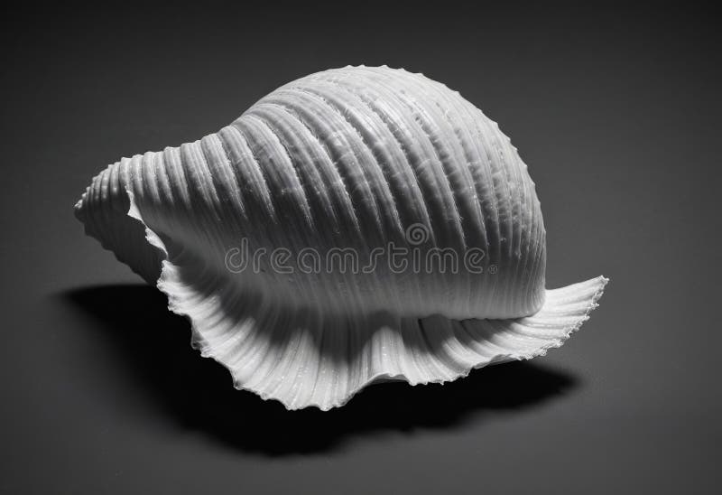 Single Seashell Resting on a Plain Black Background Stock Illustration ...