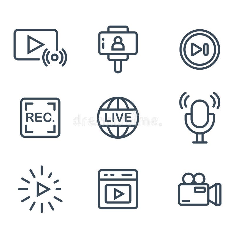Live Streaming Icon Set. Vector Stock Stock Vector - Illustration of ...